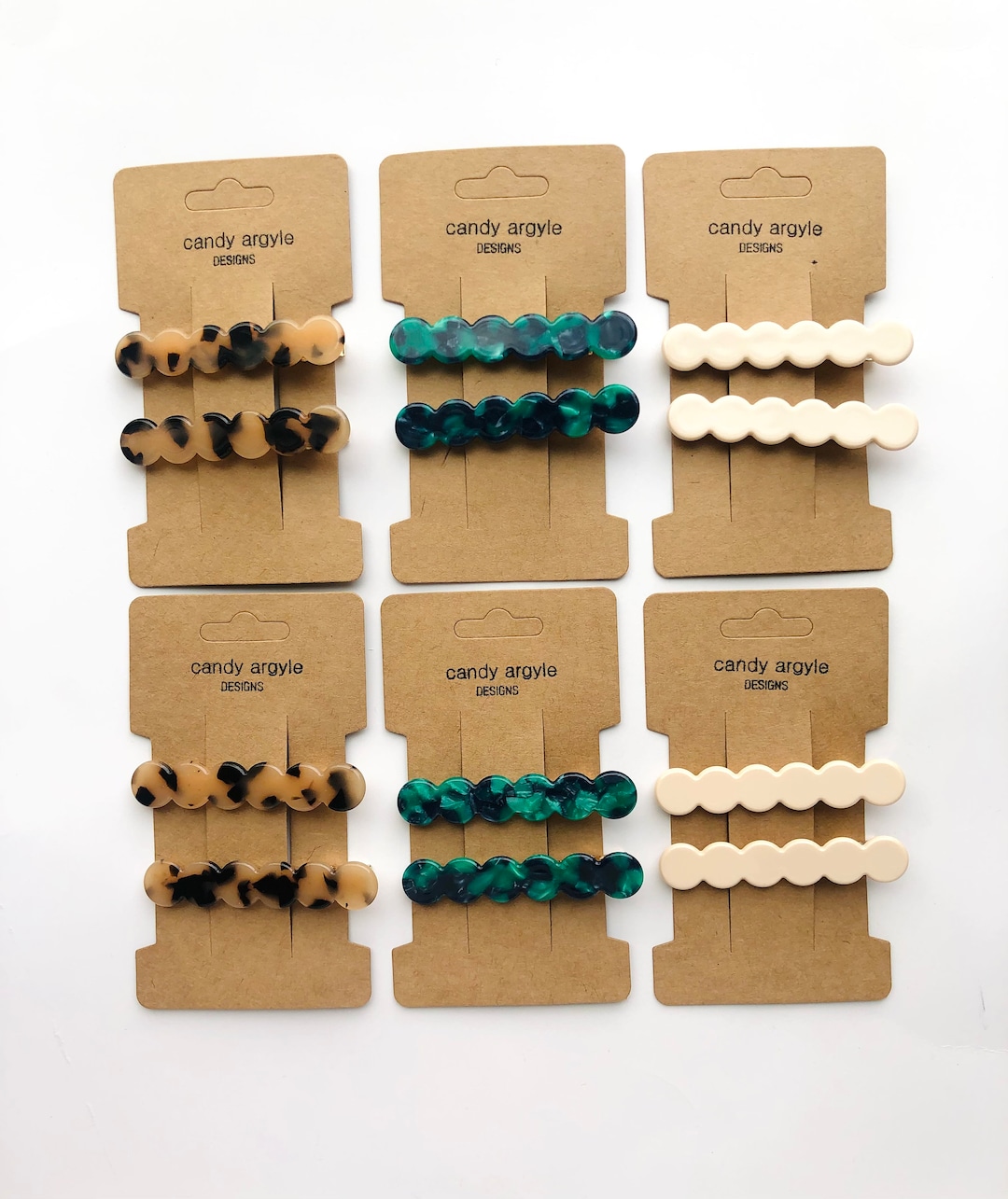 Hair Clips - Tortoise Shell Hair Clips - Green Hair Clips - Cream Hair ...