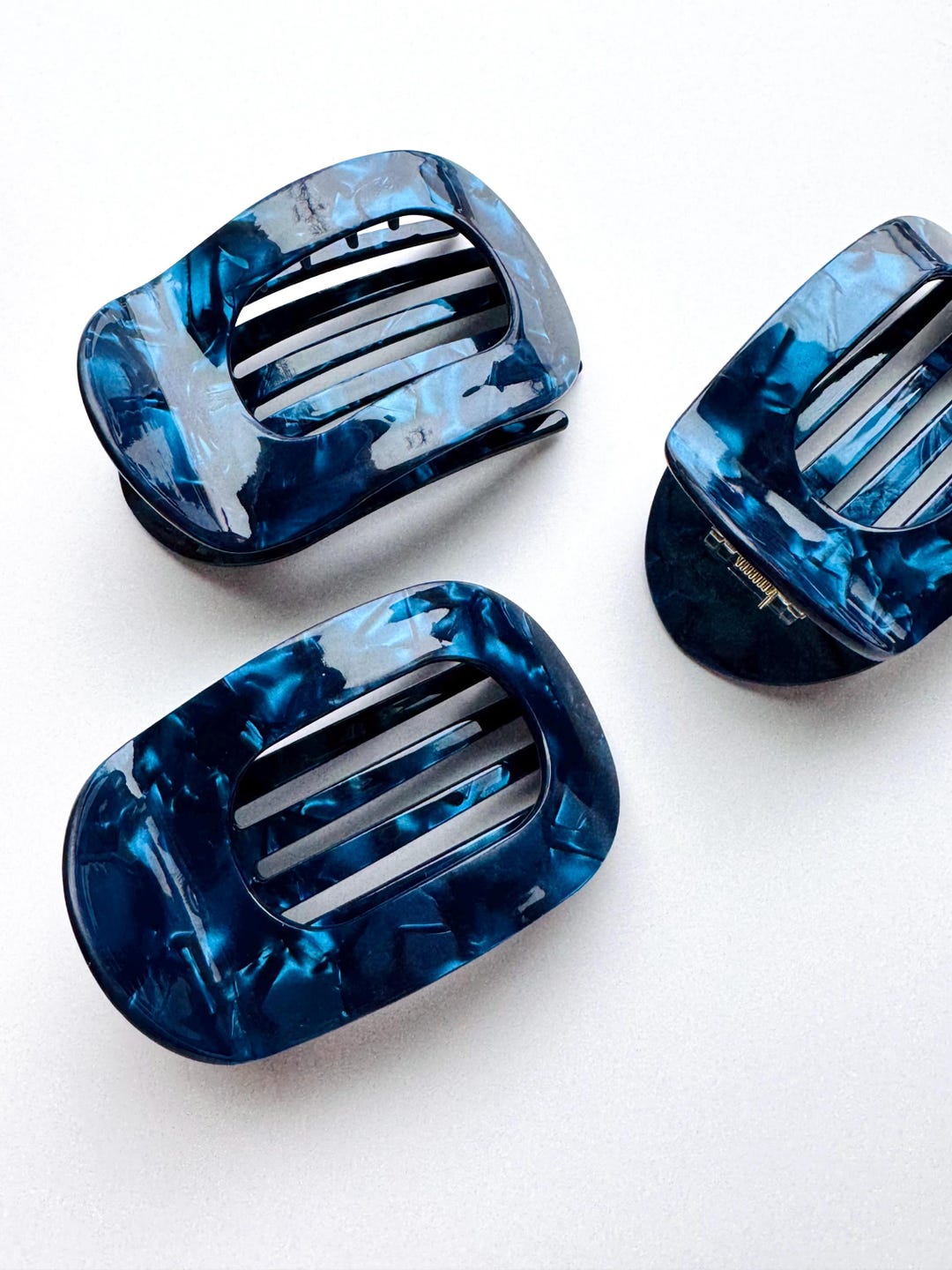 Hair Claw - Large Hair Claw - Flat Hair Claw - Blue Hair Clip - Navy ...