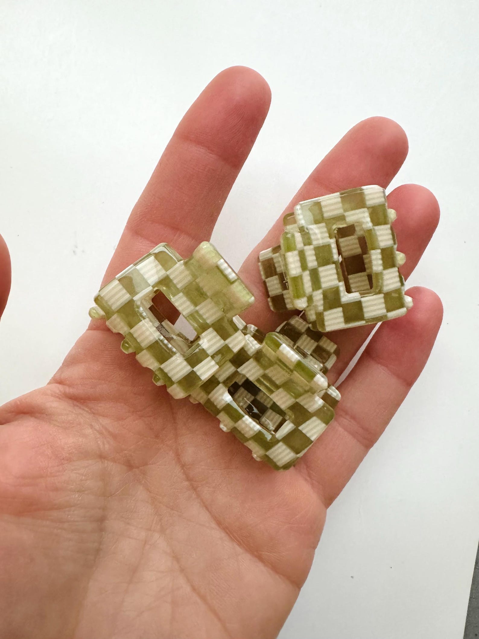 Two Green Checkered Hair Claws - Small Hair Claw - Mini Hair Clip ...