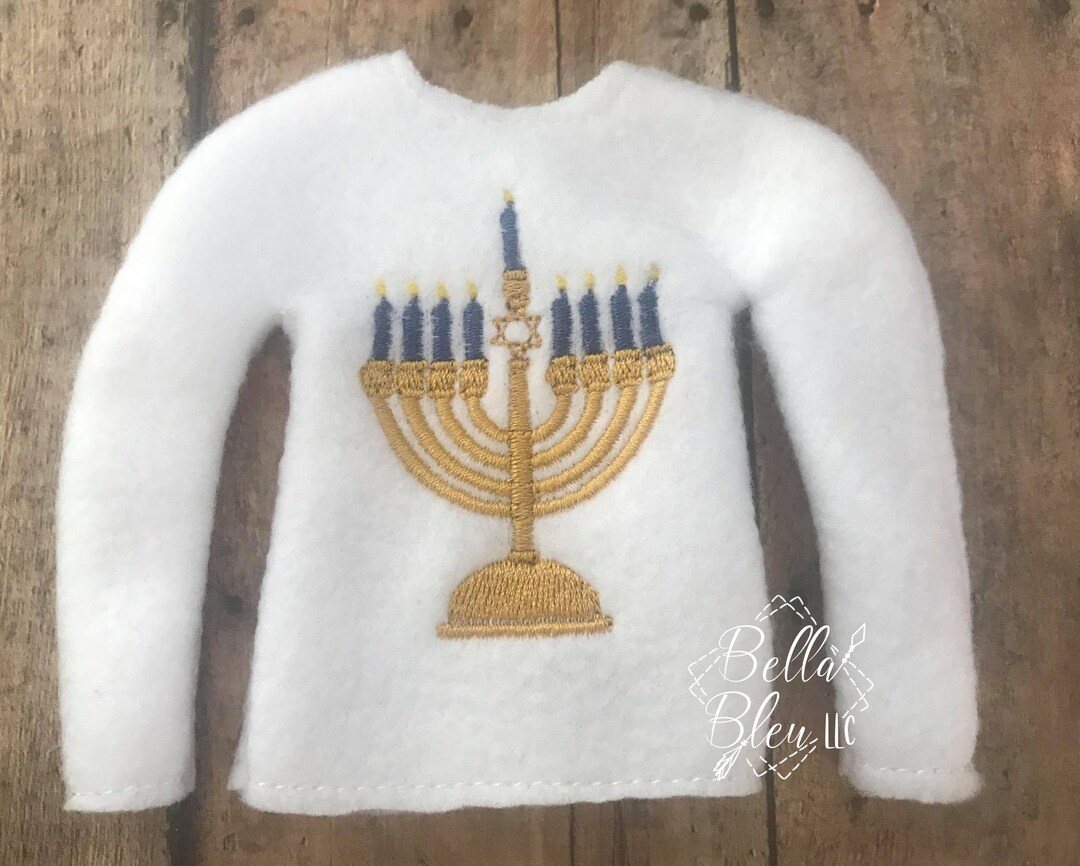 Custom Elf Sweater, Menorah Hanukkah Elf Shirt, Jewish Hanukkah Elf ...