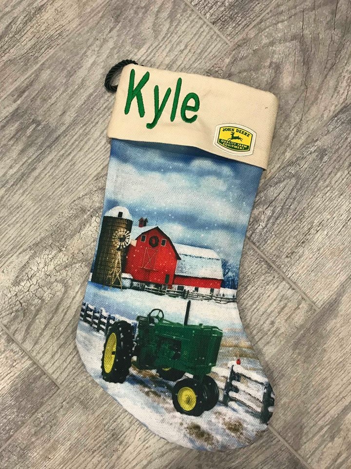 Christmas Stocking - John Deere Tractor Stocking - Tractor Stocking ...