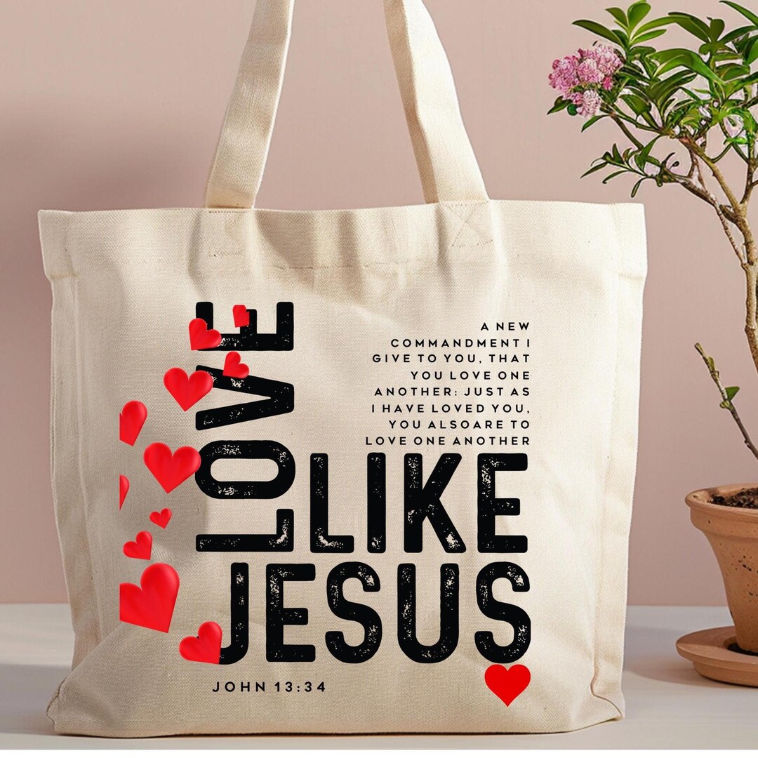 Religious Christian Tote Bag Large Love Like Jesus - Etsy