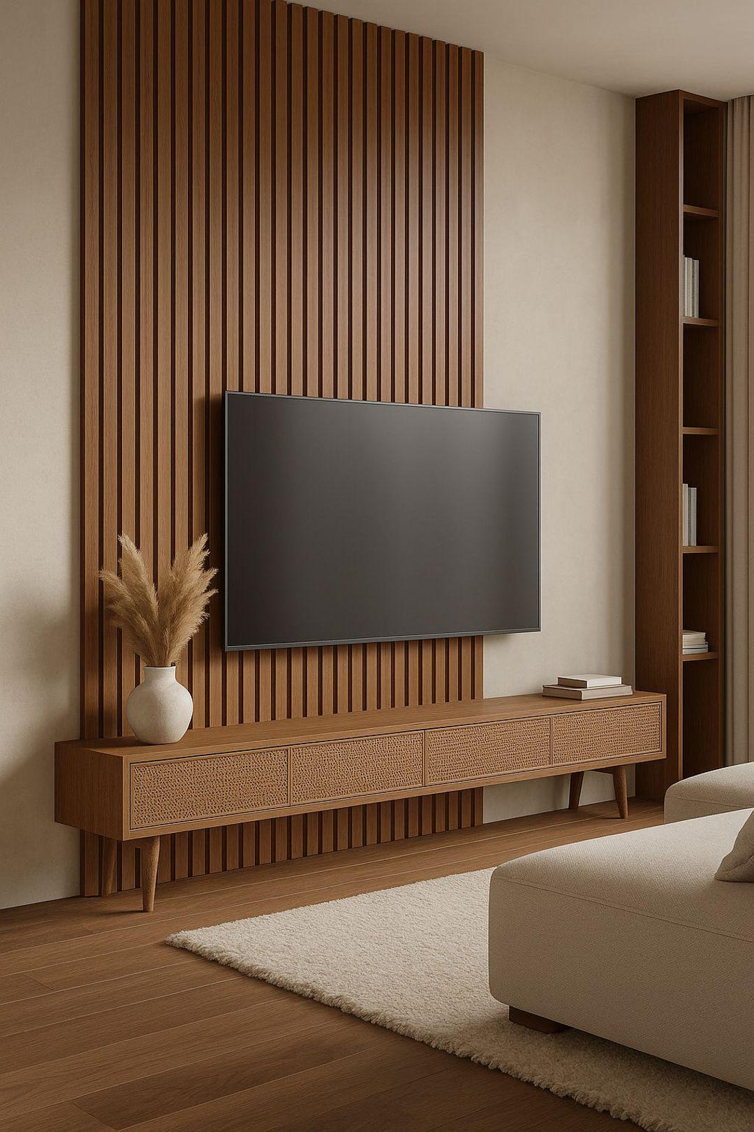 Wooden Slats Wall Panels, Narrow Slats Accent Wall Panel, Diy Interior ...