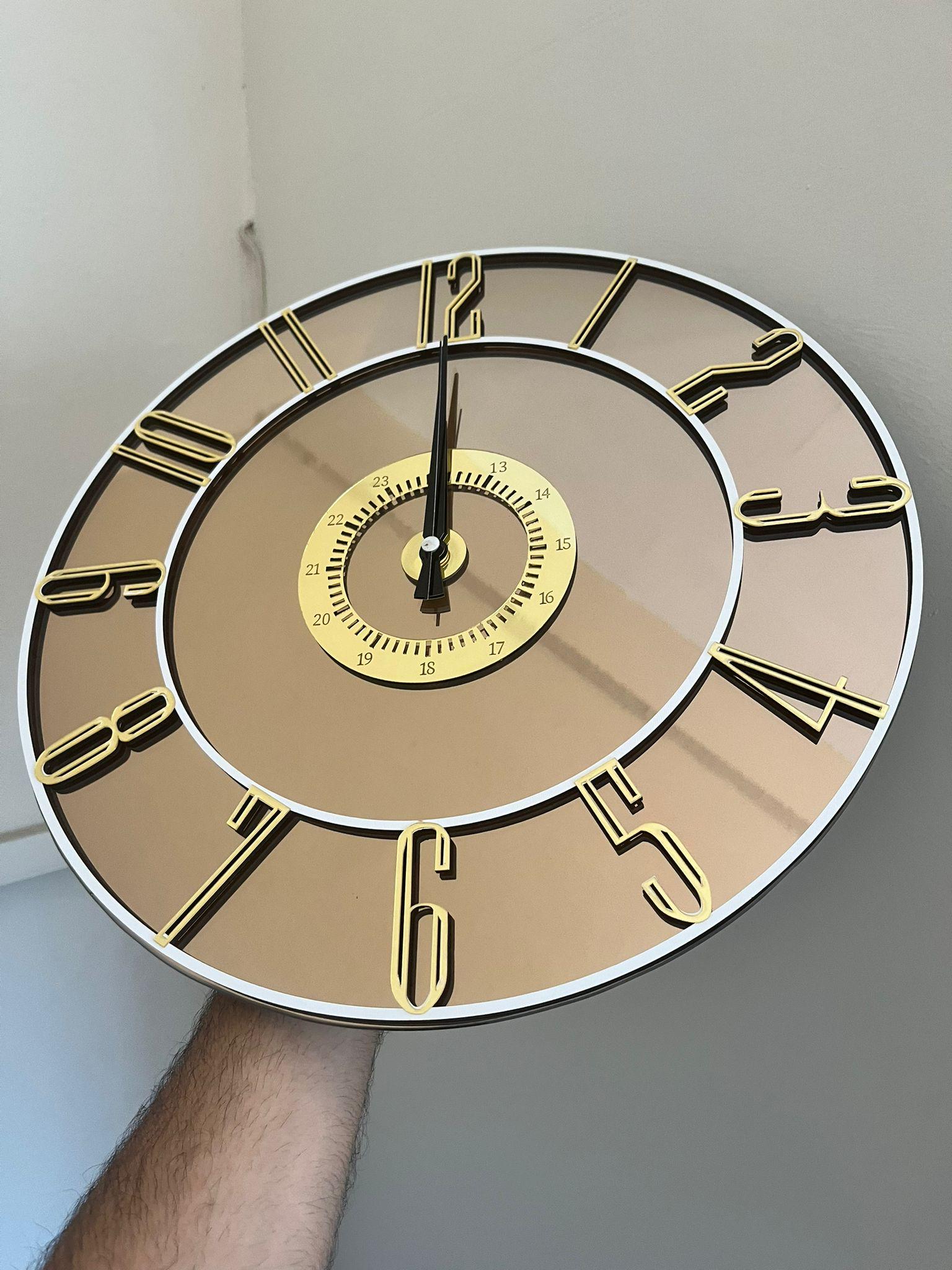 Round Modern Large Mirror Wall Clock, Silent Non-ticking Minimalist ...