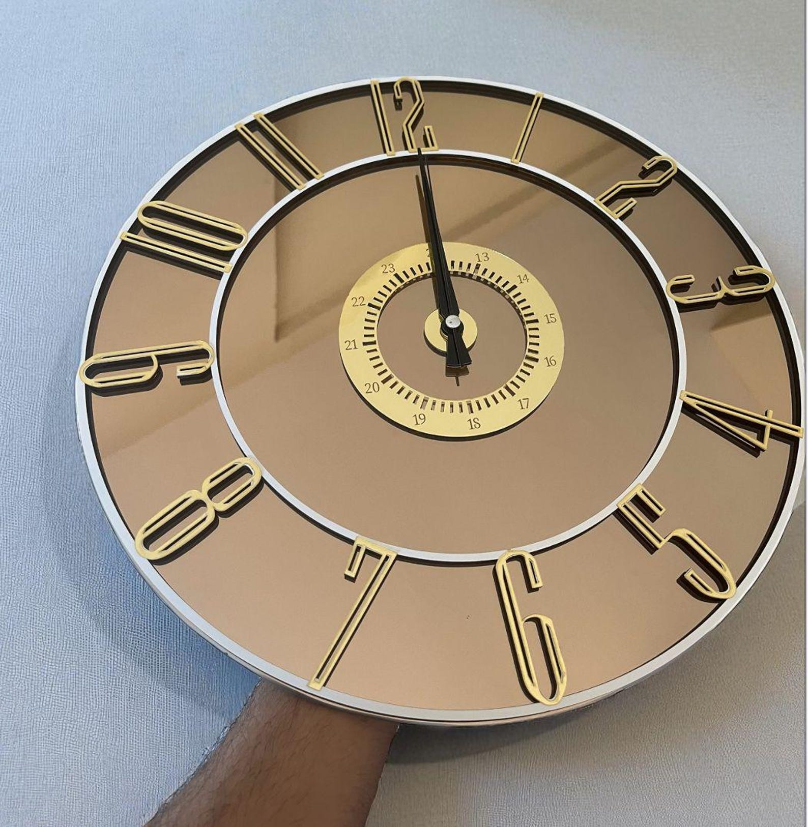 Round Modern Large Mirror Wall Clock, Silent Non-ticking Minimalist ...