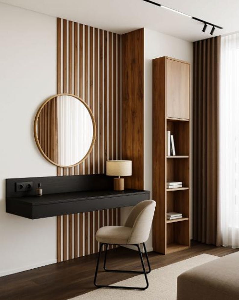 Wooden Slats Wall Panels, Narrow Slats Accent Wall Panel, Diy Interior ...