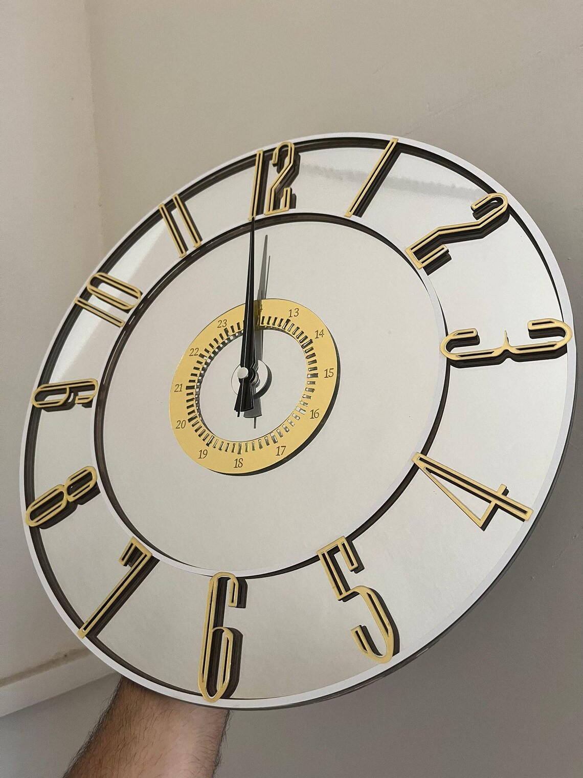 Round Modern Large Mirror Wall Clock, Silent Non-ticking Minimalist ...