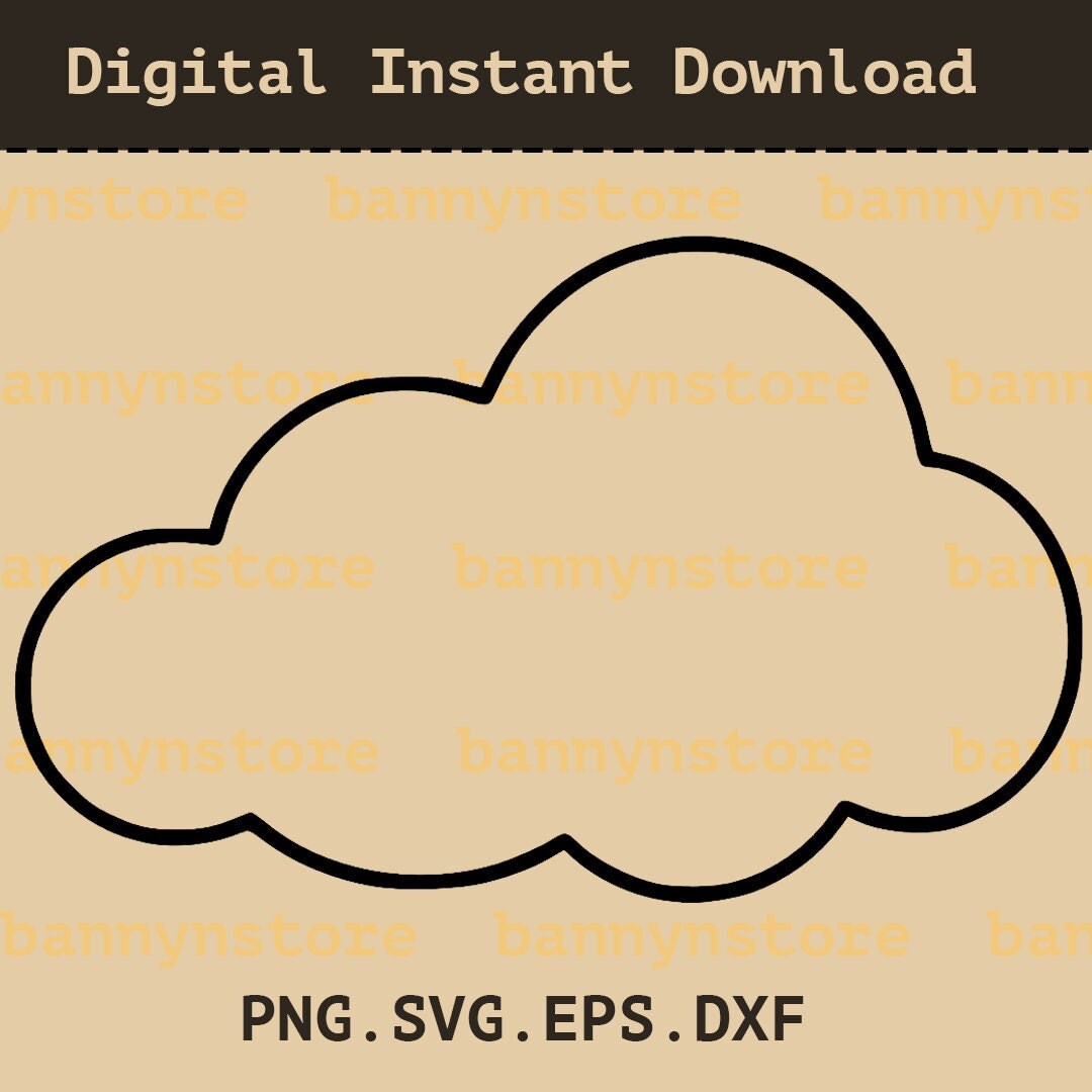Cloud Lineart Digital Download/ Instant Product / Vector Clipart / Eps ...
