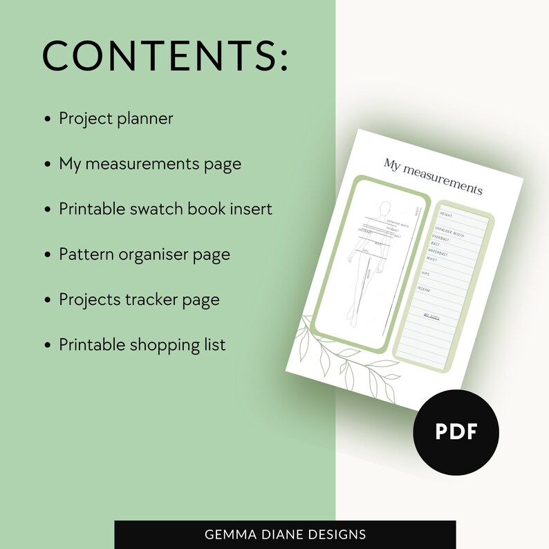 Printable Sewing Project Planner Botanical Design Sketchbook Project ...