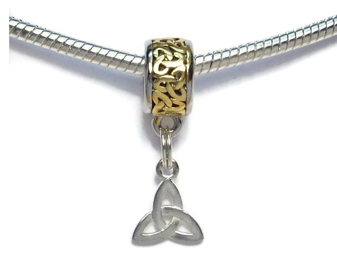 Celtic Trinity Knot Large Hole Bead Choice of Silver or 2-tone Silver ...