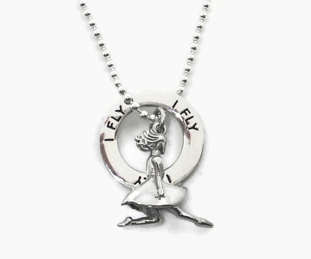 Leaping Irish Dancer Necklace With I FLY Message Ring 16" or 18" Ball ...