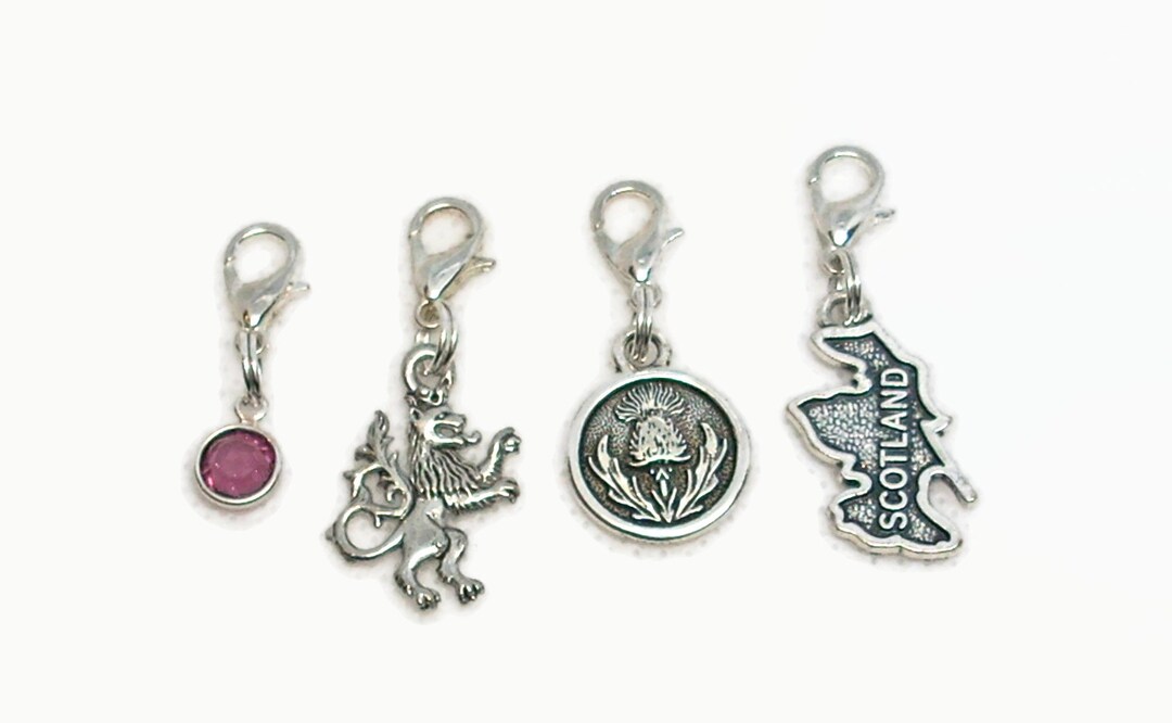 Scotland-themed Clip-on Charm Set of Four * Boxed * Thistle Scotland ...