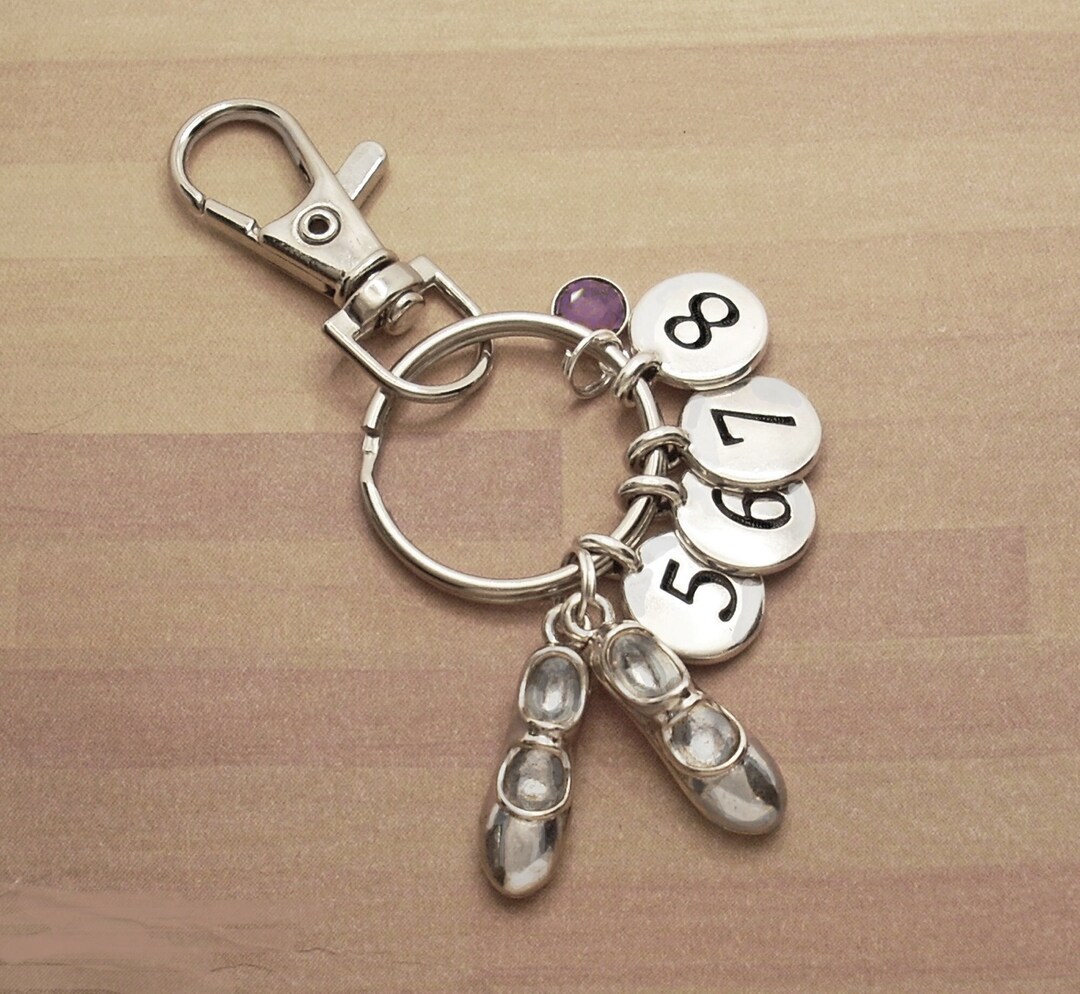 Tap Dance Keyring or Clip on Charm Set * Tap Shoes, 5,6,7,8 Number ...