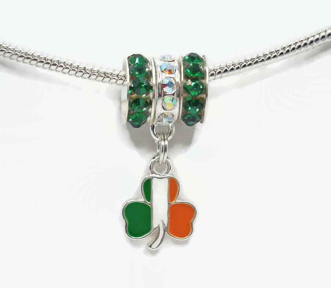 Irish Flag Shamrock Large Hole European Bead Set of 3 * Irish Heritage ...
