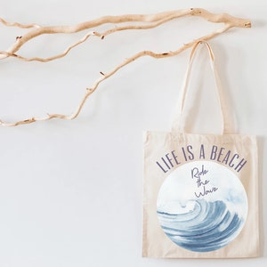 Japanese Wave Bag, Sea Tote Bag, Art Tote Bag, Watercolor Wave Art ...