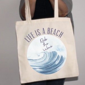 Japanese Wave Bag, Sea Tote Bag, Art Tote Bag, Watercolor Wave Art ...