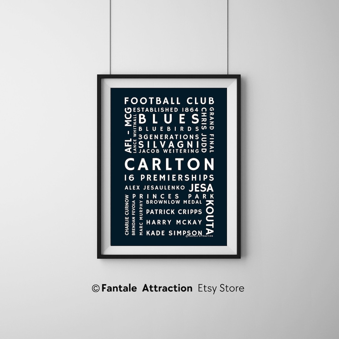 AFL Carlton Football Club Poster Navy & White, Digital Download, DIY ...