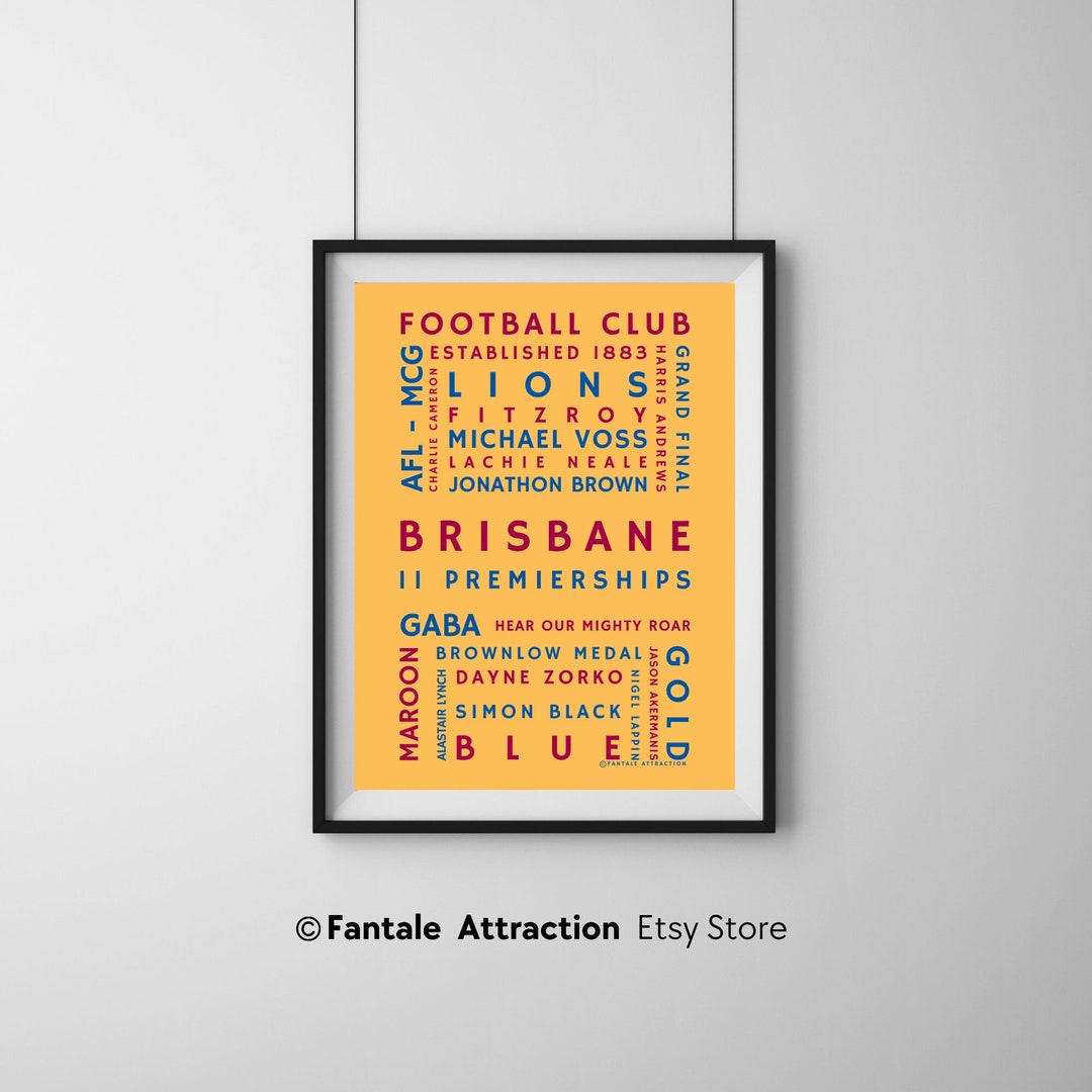 Digital Download, Brisbane Lions Football Club Themed Poster, Maroon ...