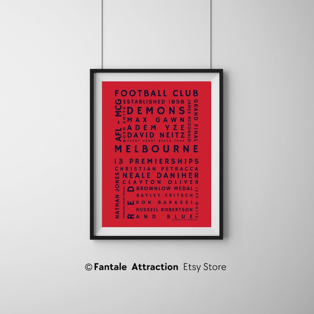 AFL Melbourne Football Club Poster Red & Navy, Digital Download, DIY ...