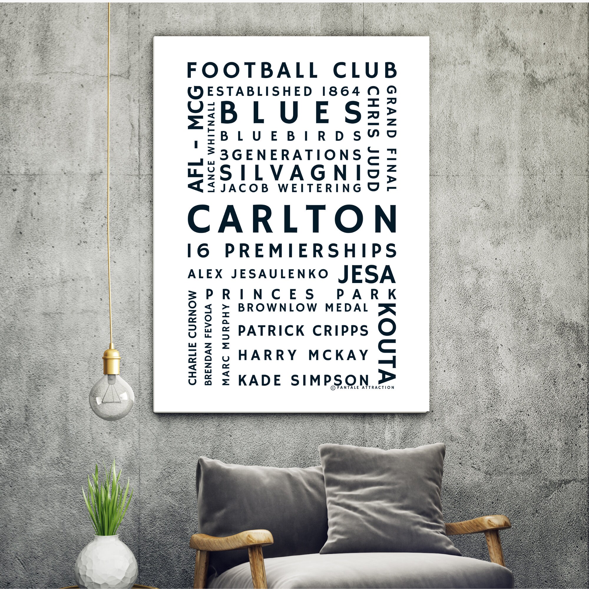 AFL Carlton Football Club Poster White & Navy, Digital Download, DIY ...