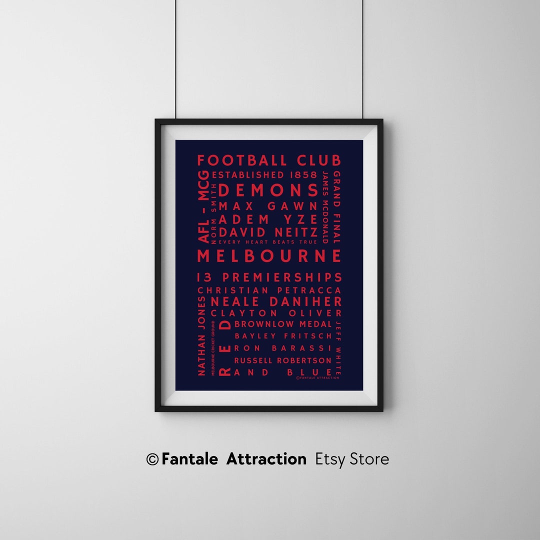 AFL Melbourne Football Club Poster Navy & Red, Digital Download, DIY ...