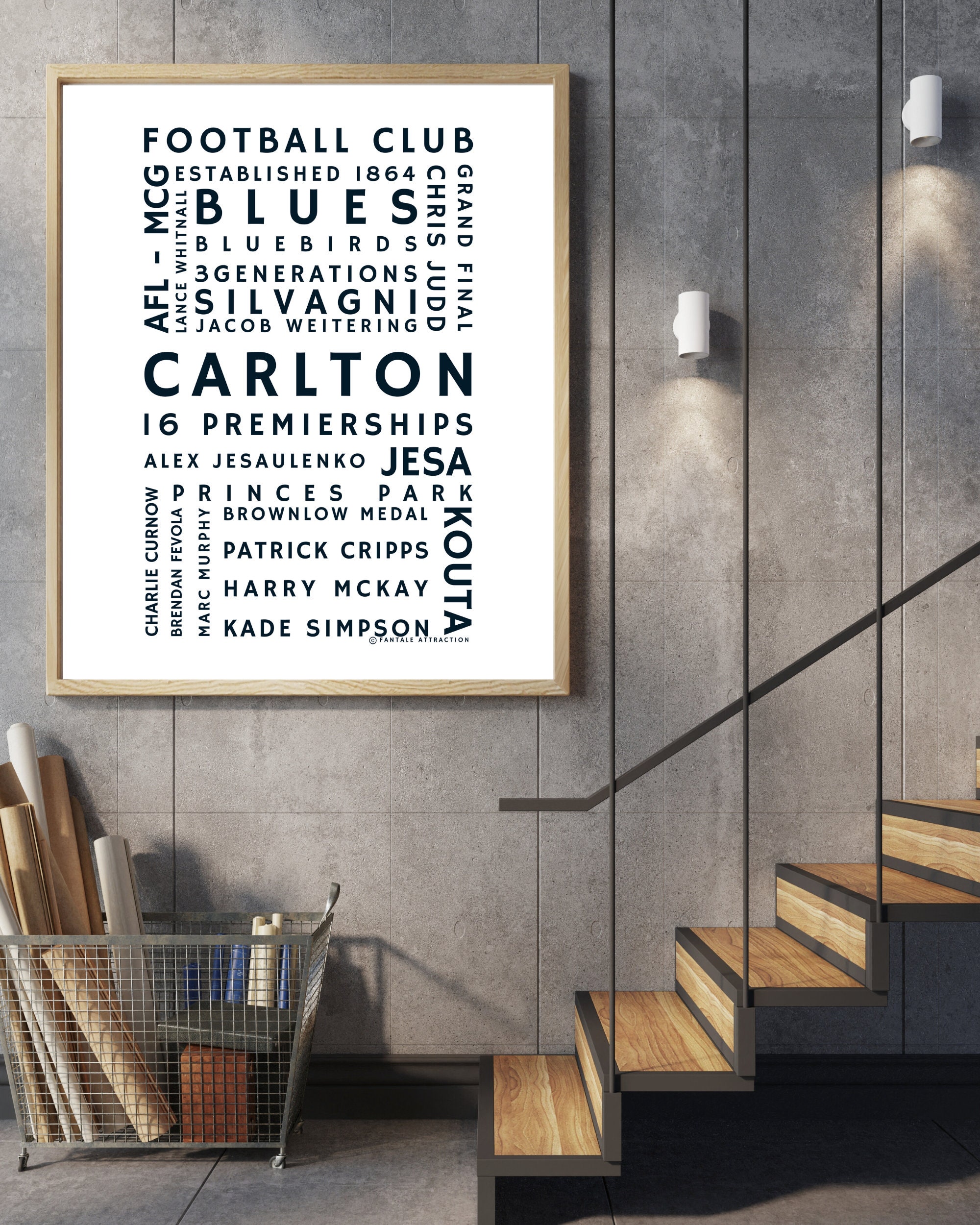 AFL Carlton Football Club Poster White & Navy, Digital Download, DIY ...