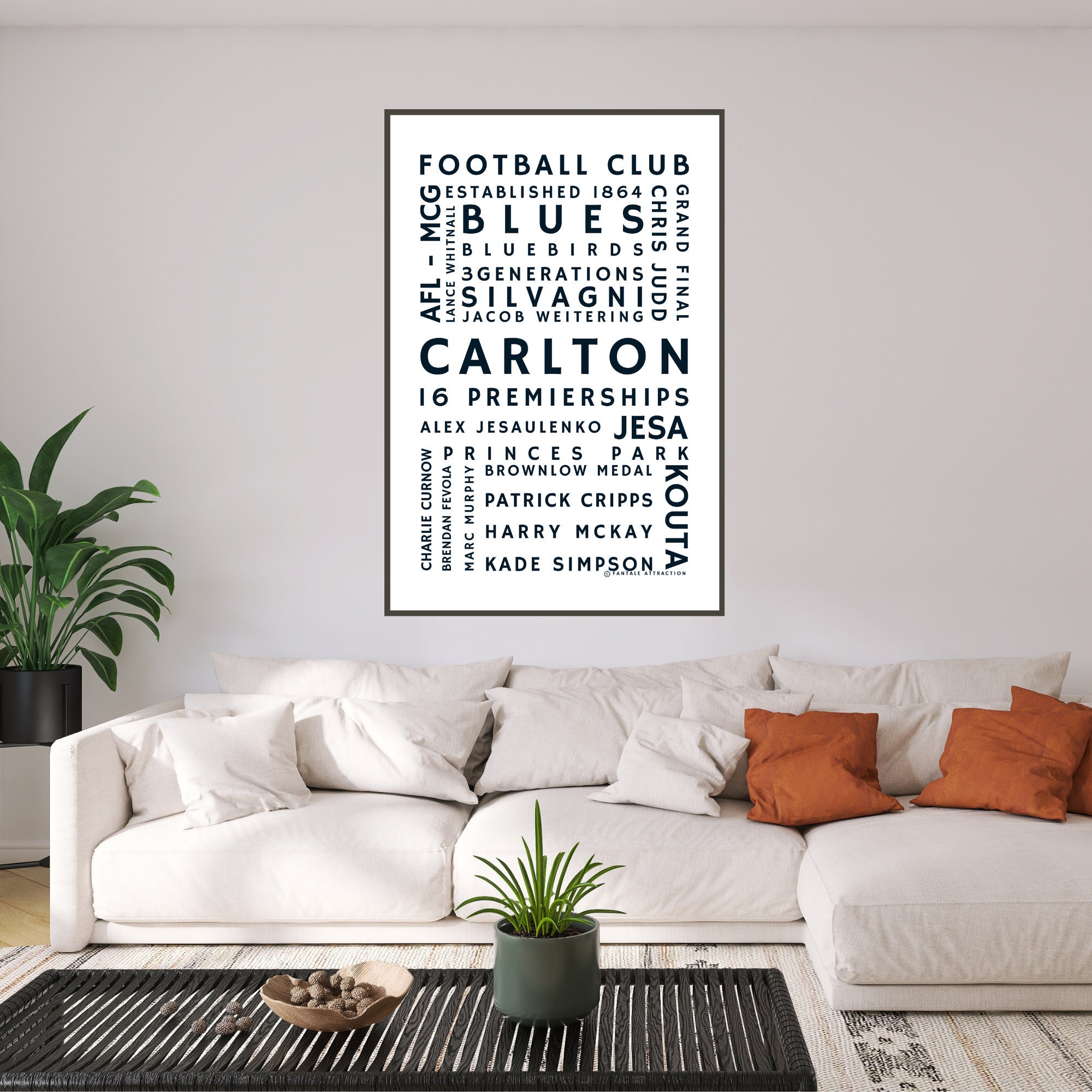 AFL Carlton Football Club Poster White & Navy, Digital Download, DIY ...