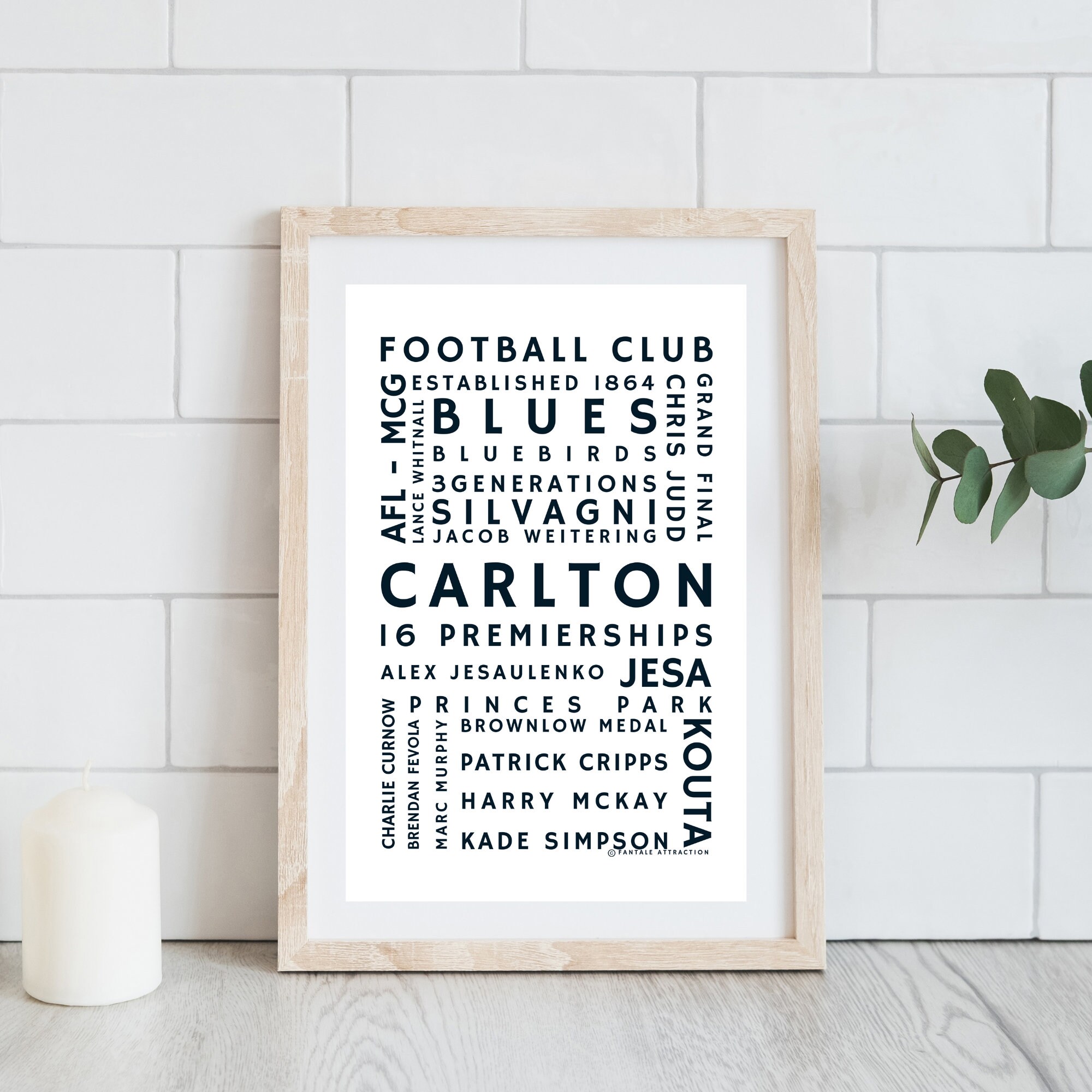 AFL Carlton Football Club Poster White & Navy, Digital Download, DIY ...
