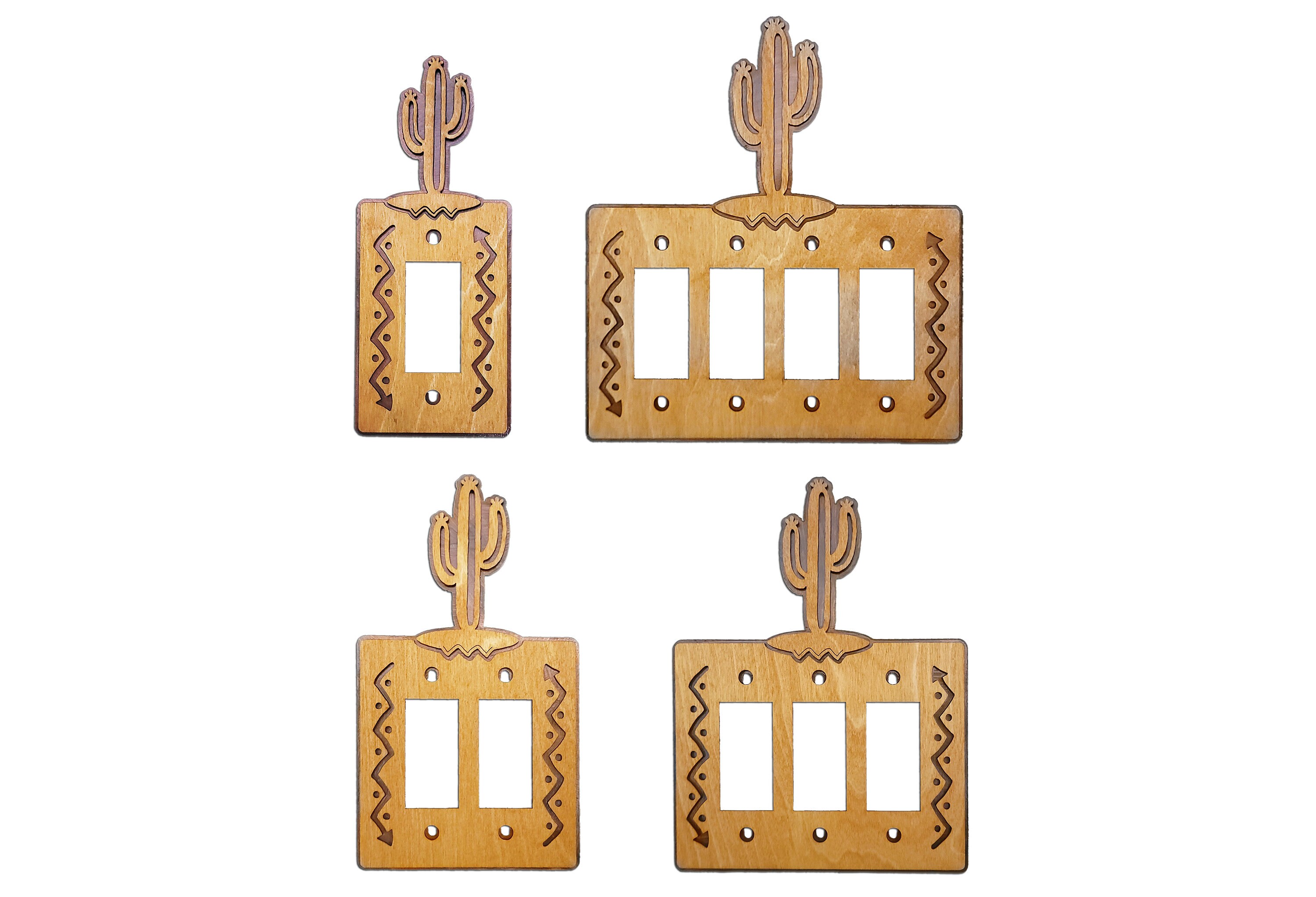 Southwest Cactus Rocker Switch Plate Cover: Wood and Metal, Golden ...