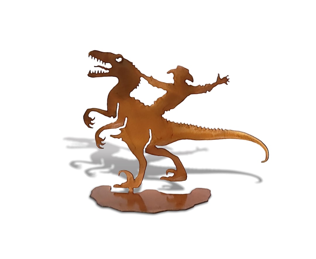 Cowboy Riding Dinosaur Statue, Dinosaur Bronc Rider Figurine, Cowboy ...