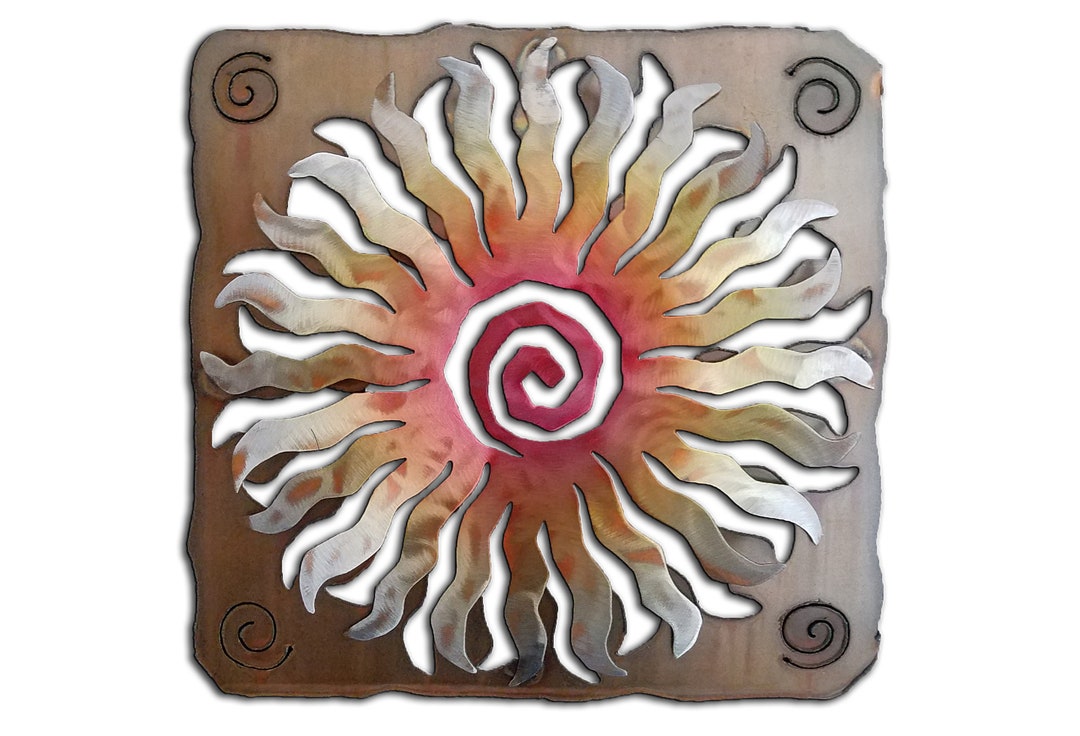 Sunburst, 24 Pt Sun, Southwest Cut Outs, Sunset Swirl Finish, Metal ...