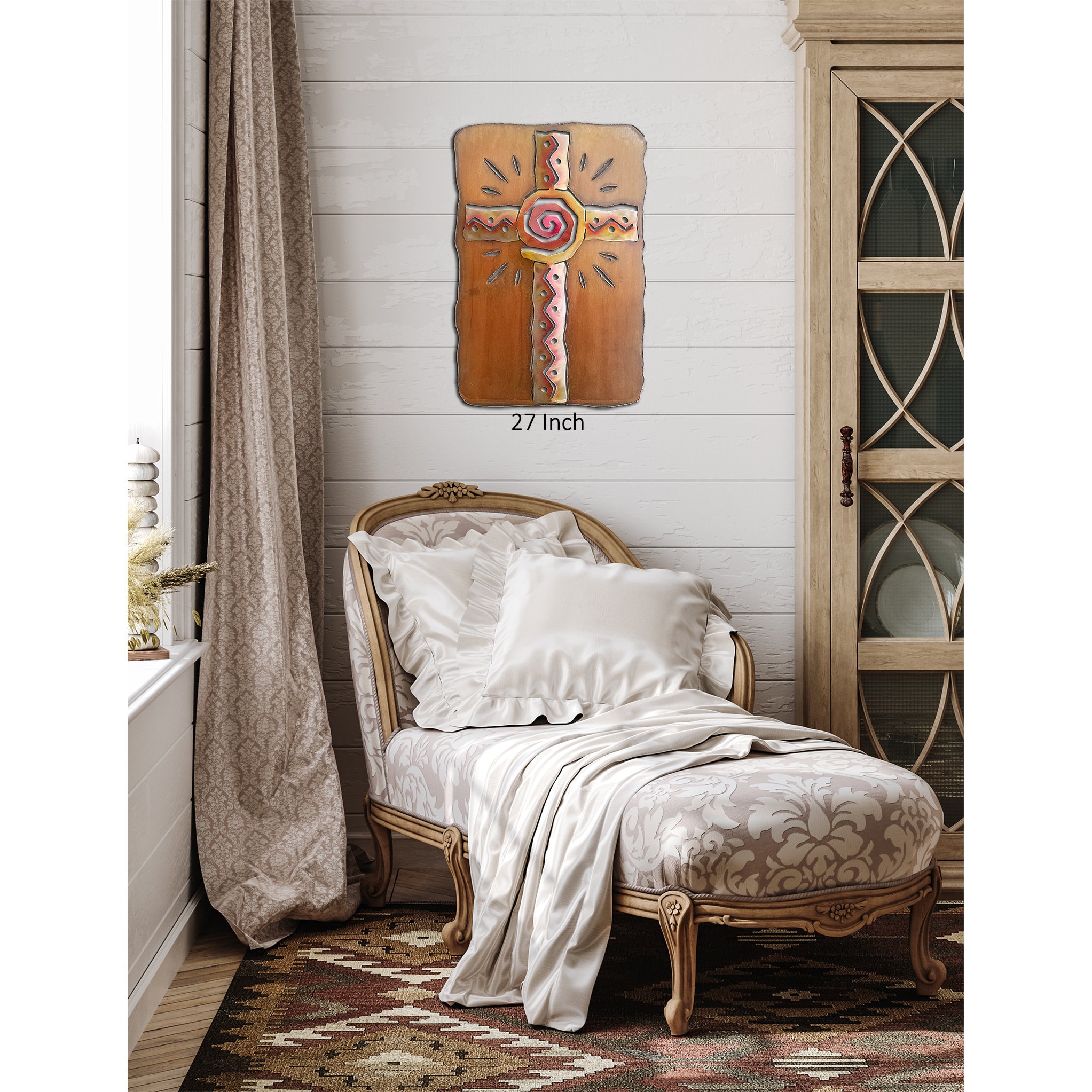 Cross, Crucifix Decor, Southwest Cut Outs, Sunset Swirl Finish, Metal ...