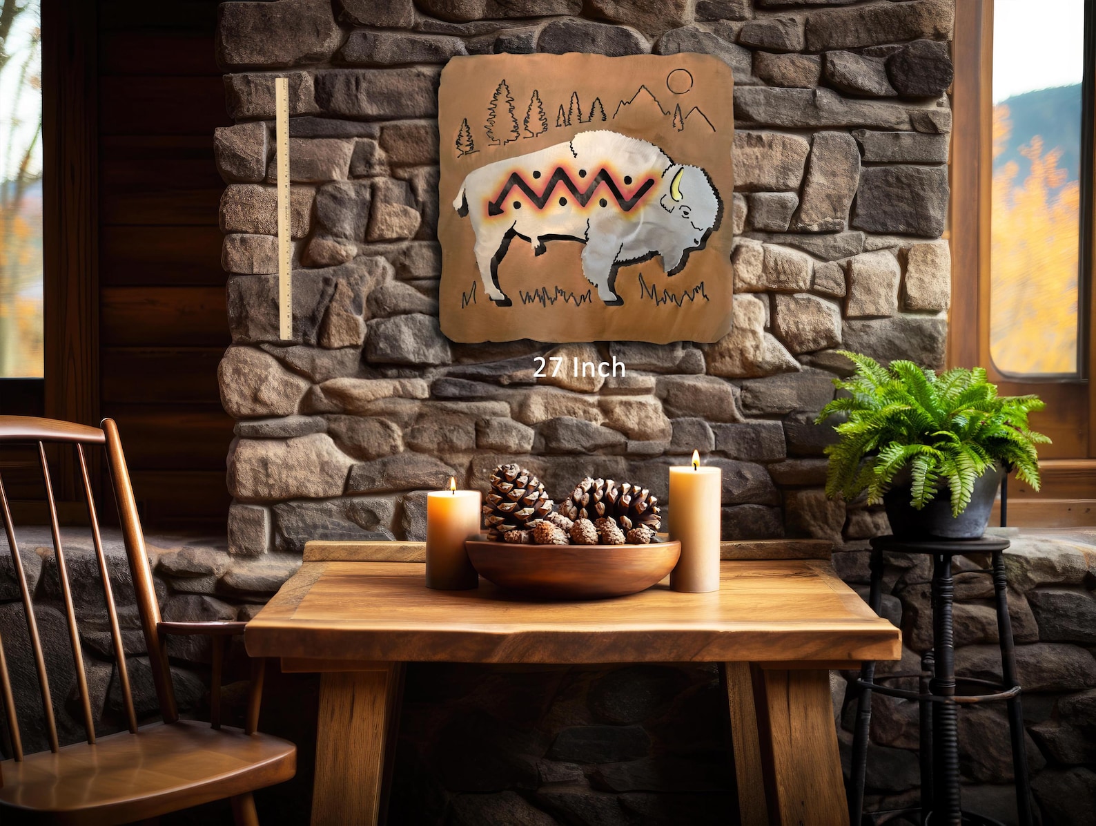 Bison Wall Art, Woodland Collection, Cutout, Metal, Sunset Swirl Finish ...