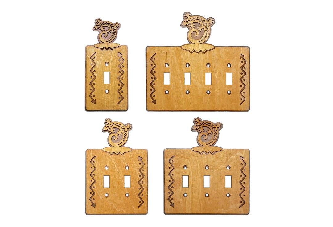 Lizard, C Shaped Wood and Metal Standard Switch Plate Cover, Golden ...