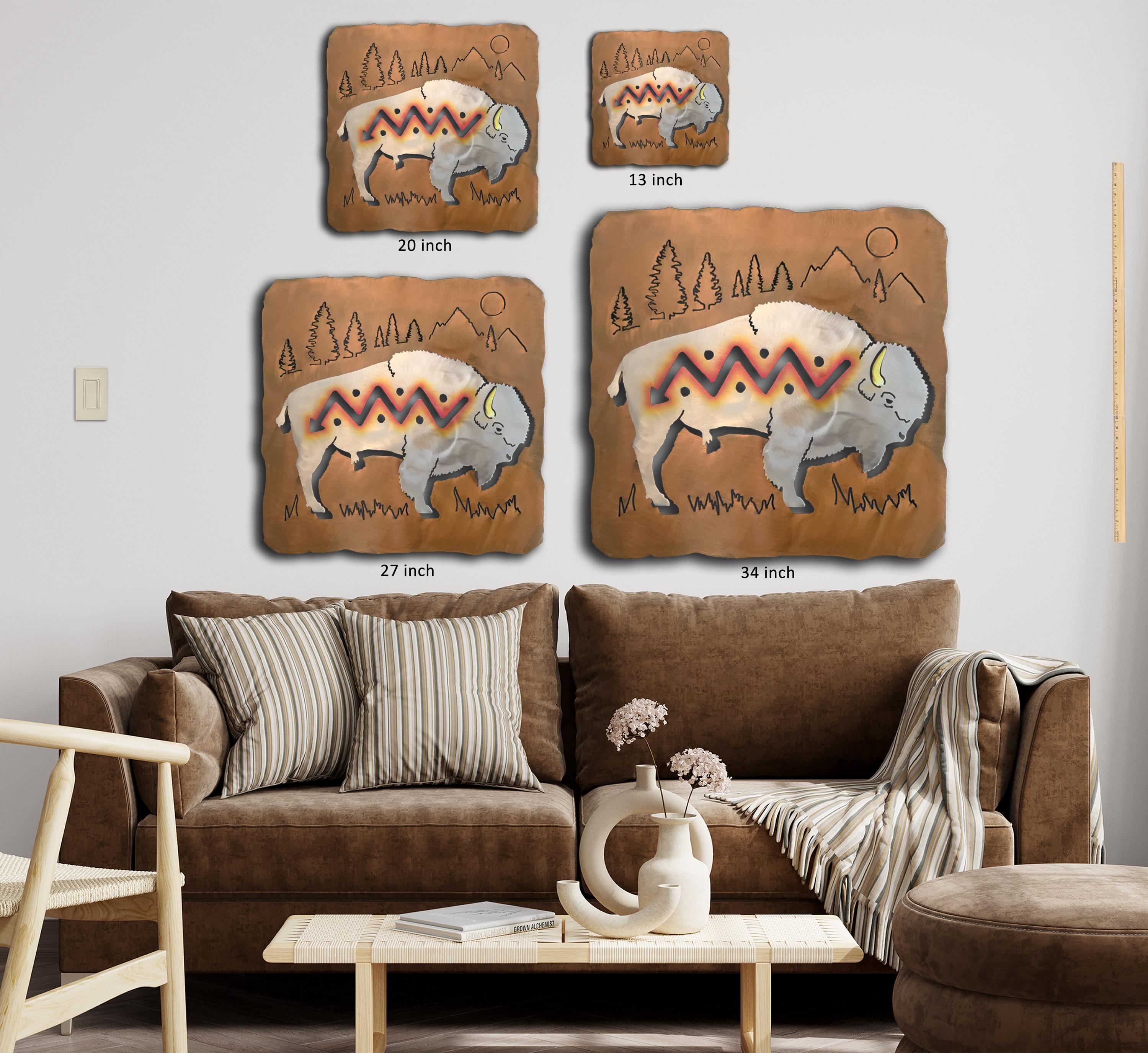 Bison Wall Art, Woodland Collection, Cutout, Metal, Sunset Swirl Finish ...