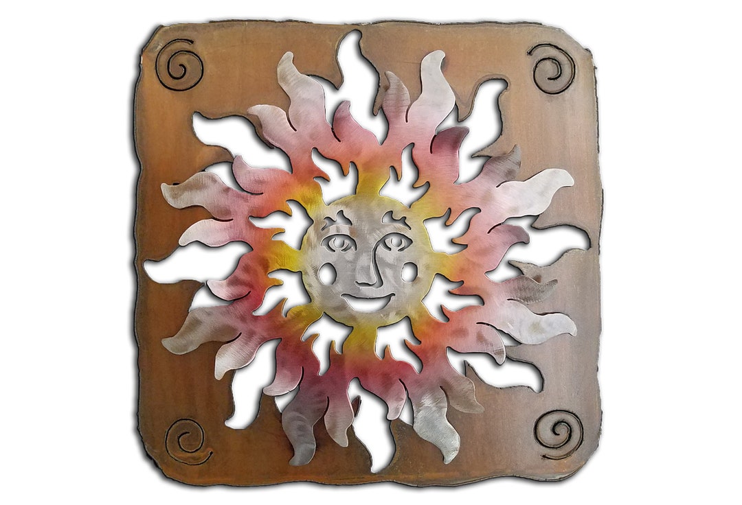 Happy Face Sun, Southwest Cut Outs, Sunset Swirl Finish, Metal Wall Art ...