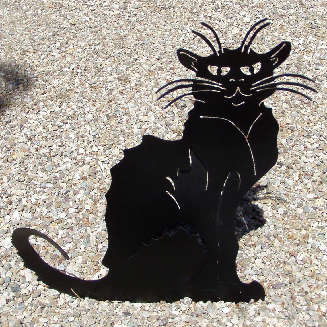 Black Cat Yard Garden Statue, El Gato Metal Yard Art, Steel Chat Noir ...
