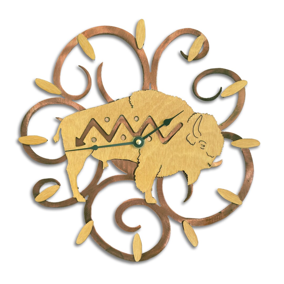 Bison Wall Clock, Buffalo Wall Clock, Swirl Clock Collection, Baltic ...
