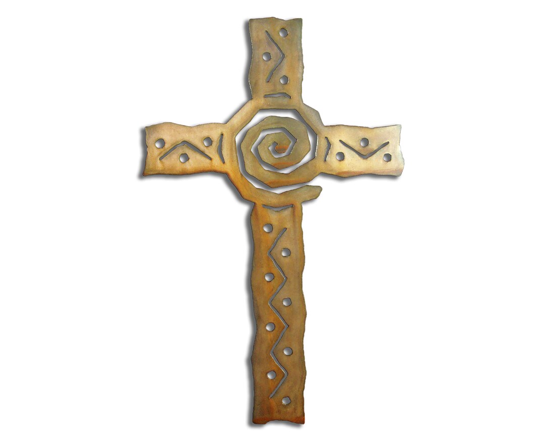 Cross, Crucifix Decor, Southwest Metal Wall Art, Rust Finish, Decor ...