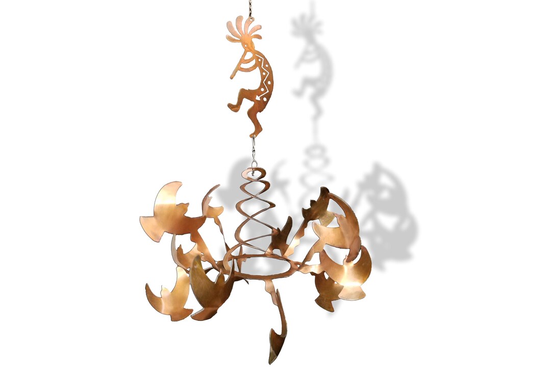 Wind Sculpture, Spinning Birds With Kokopelli, Rust, Handmade in USA - Etsy