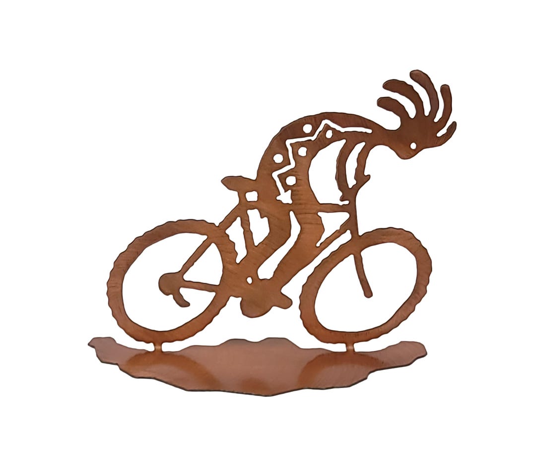 Kokopelli on Bike, Southwest Kokopelli Riding Mountain Bike, Kokopelli Figurine, Biking Trophy ...