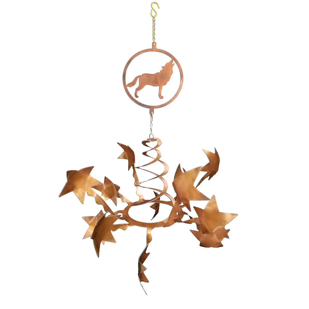 Wolf Wind Spinner, Star Wind Sculpture, Woodland Wind Sculpture ...