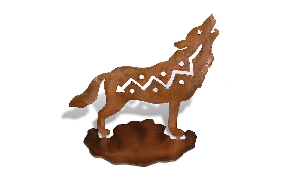 Wolf Metal Art, Wolf Statue, Howling Wolf Statue, Howling Wolf Metal ...