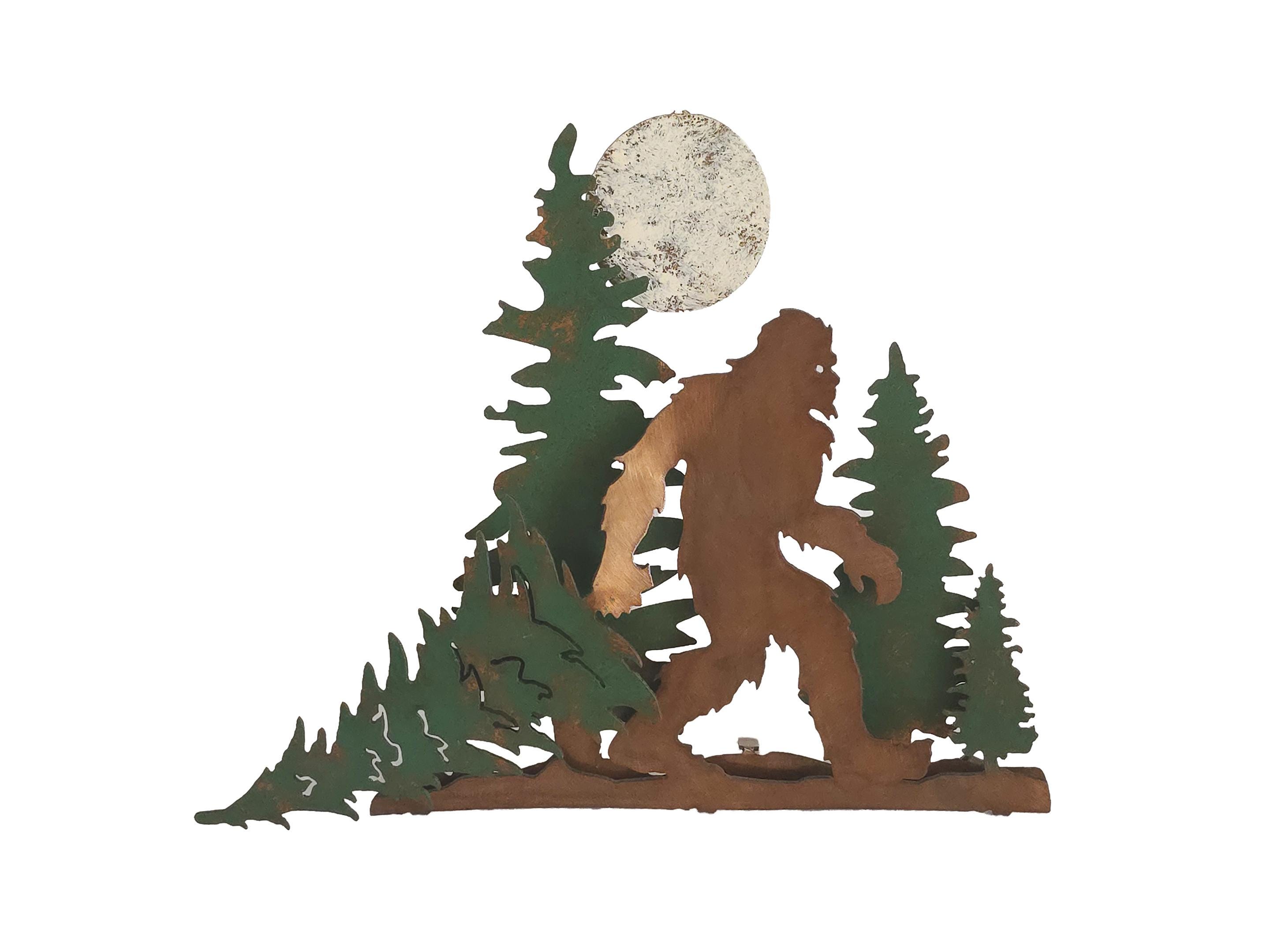 Sasquatch Christmas Wall Art, Table Top Metal Sculpture, Bigfoot With ...