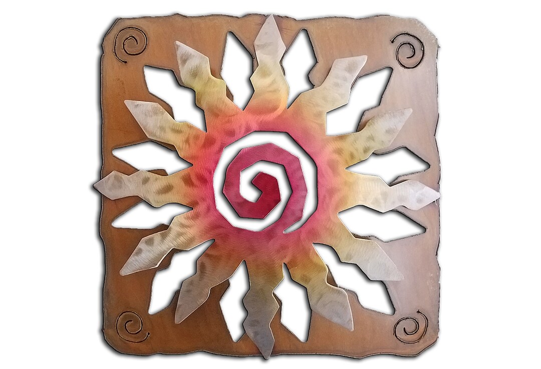 Sunburst, 12 Pt Sun, Southwest Cut Outs, Sunset Swirl Finish, Metal ...