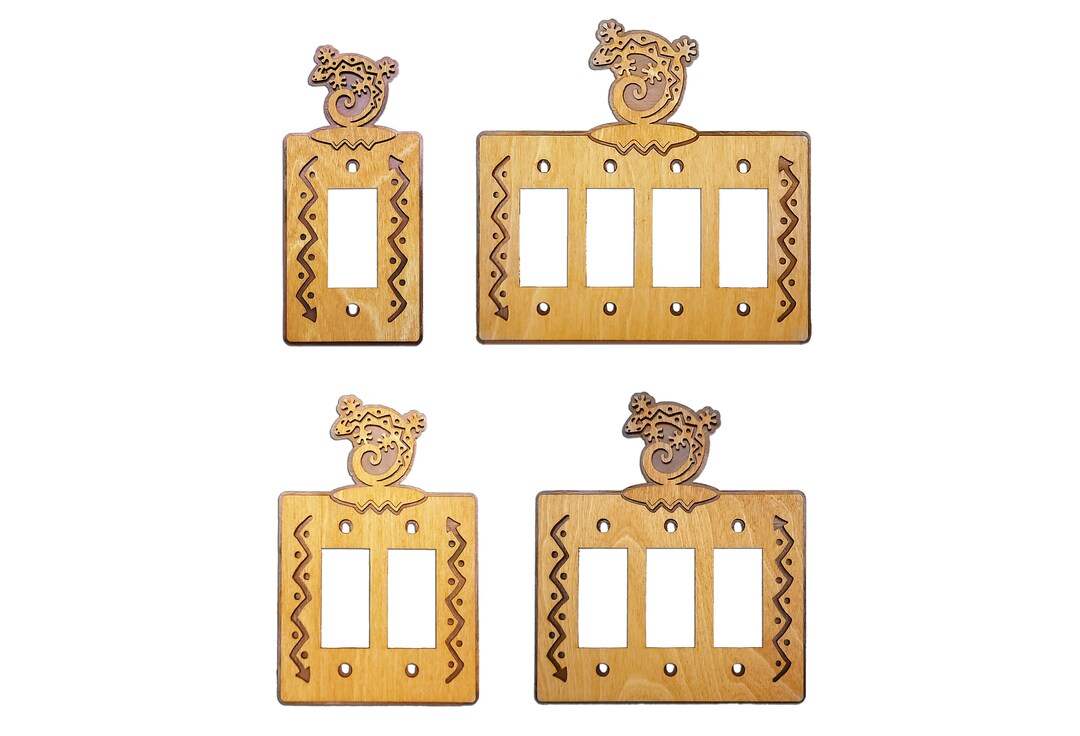 Lizard C Shape, Wood and Metal Rocker Switch Plate Cover, Golden Sienna ...