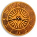 Tableau Sun Clock, Sunburst Wall Clock With Wood Face Mounted on Rusted ...