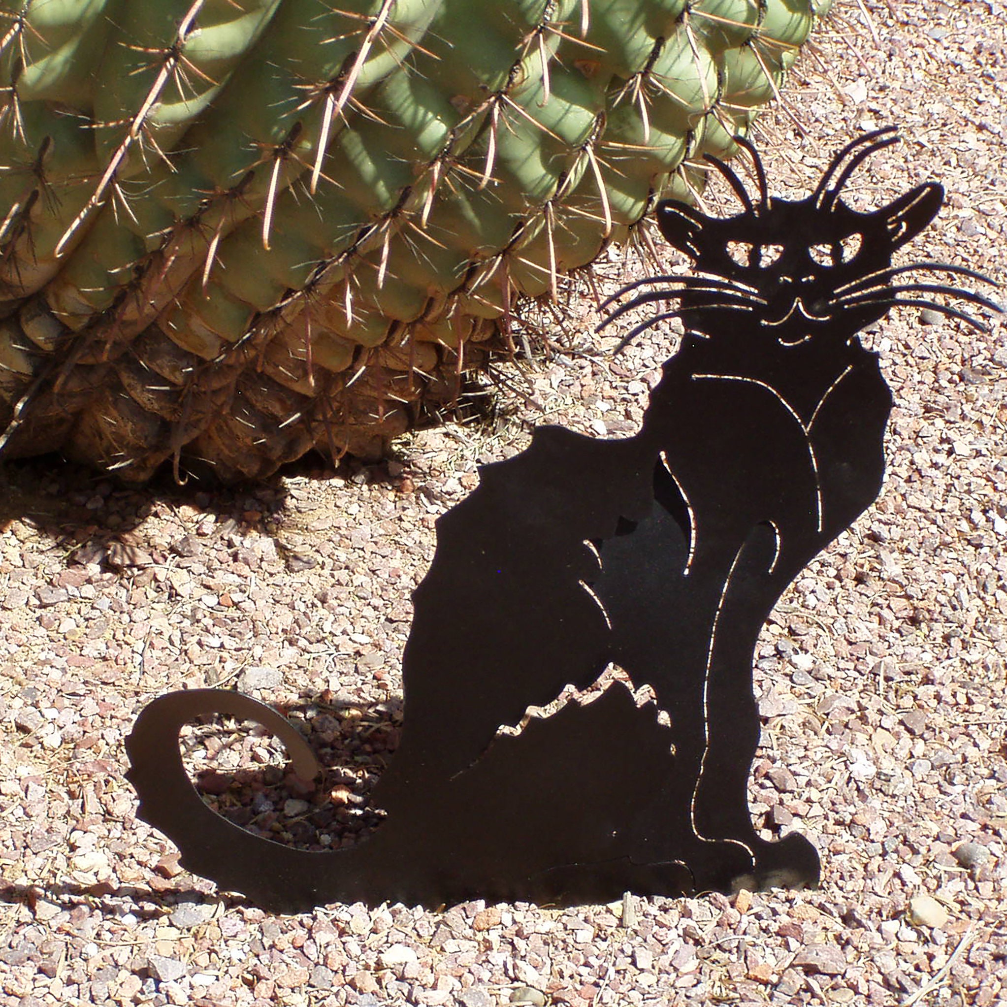 Black Cat Yard Garden Statue, El Gato Metal Yard Art, Steel Chat Noir ...