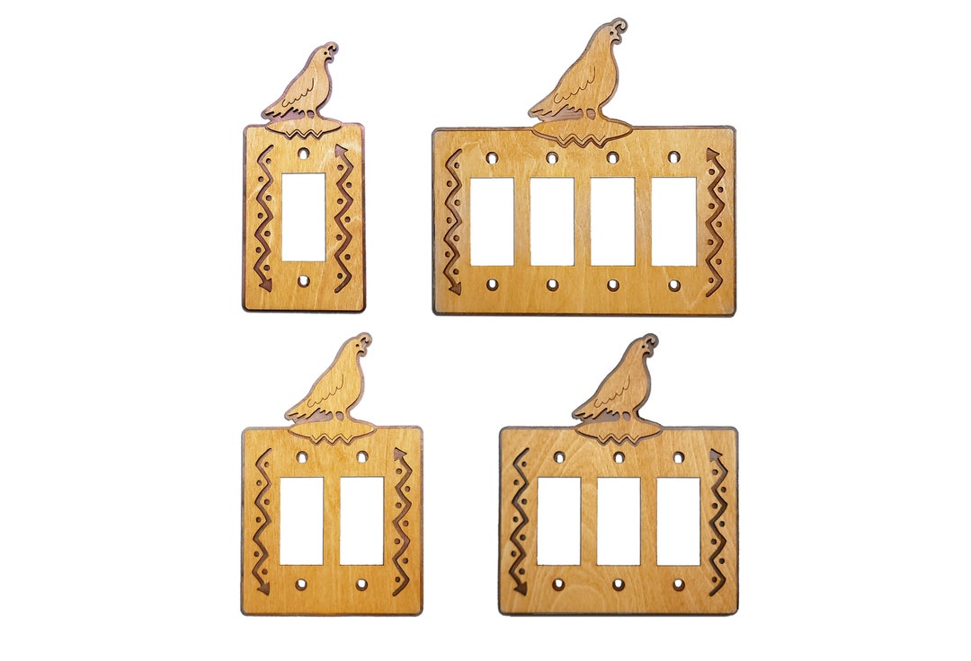 Quail Wood and Metal Rocker Switch Plate Cover, Golden Sienna Finish ...