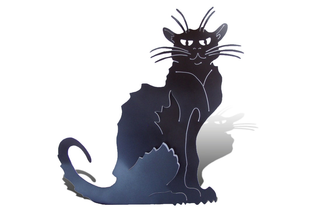 Black Cat Yard Garden Statue, El Gato Metal Yard Art, Steel Chat Noir ...